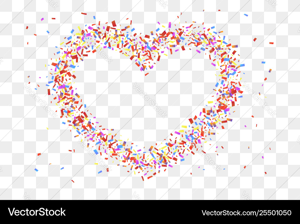 Heart confetti isolated white transparent Vector Image
