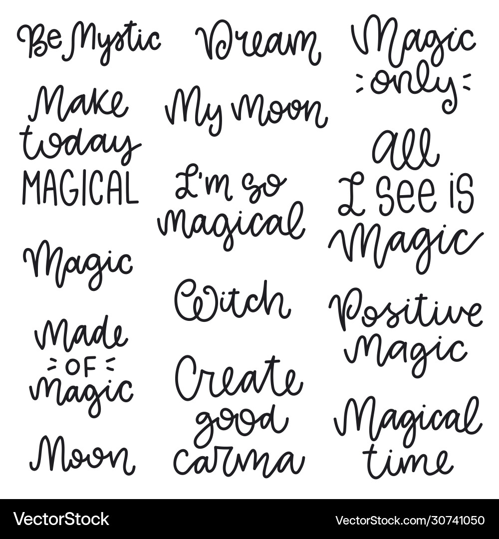 Magical phrases collection Royalty Free Vector Image