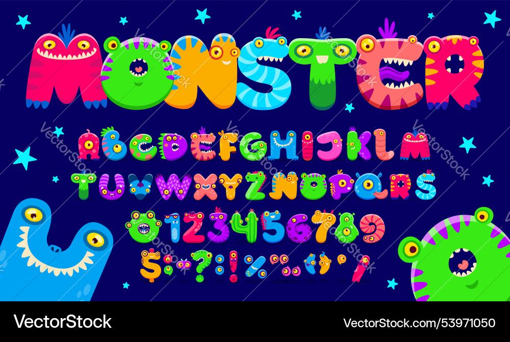 Monster Alphabet Font - Halloween Style Royalty Free Vector