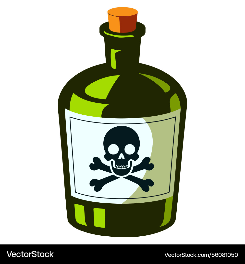 Poison bottle with skull label glass Royalty Free Vector