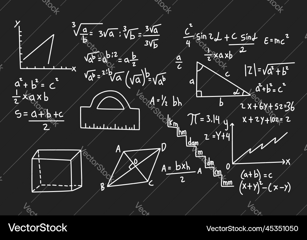 Realistic math chalkboard background Royalty Free Vector