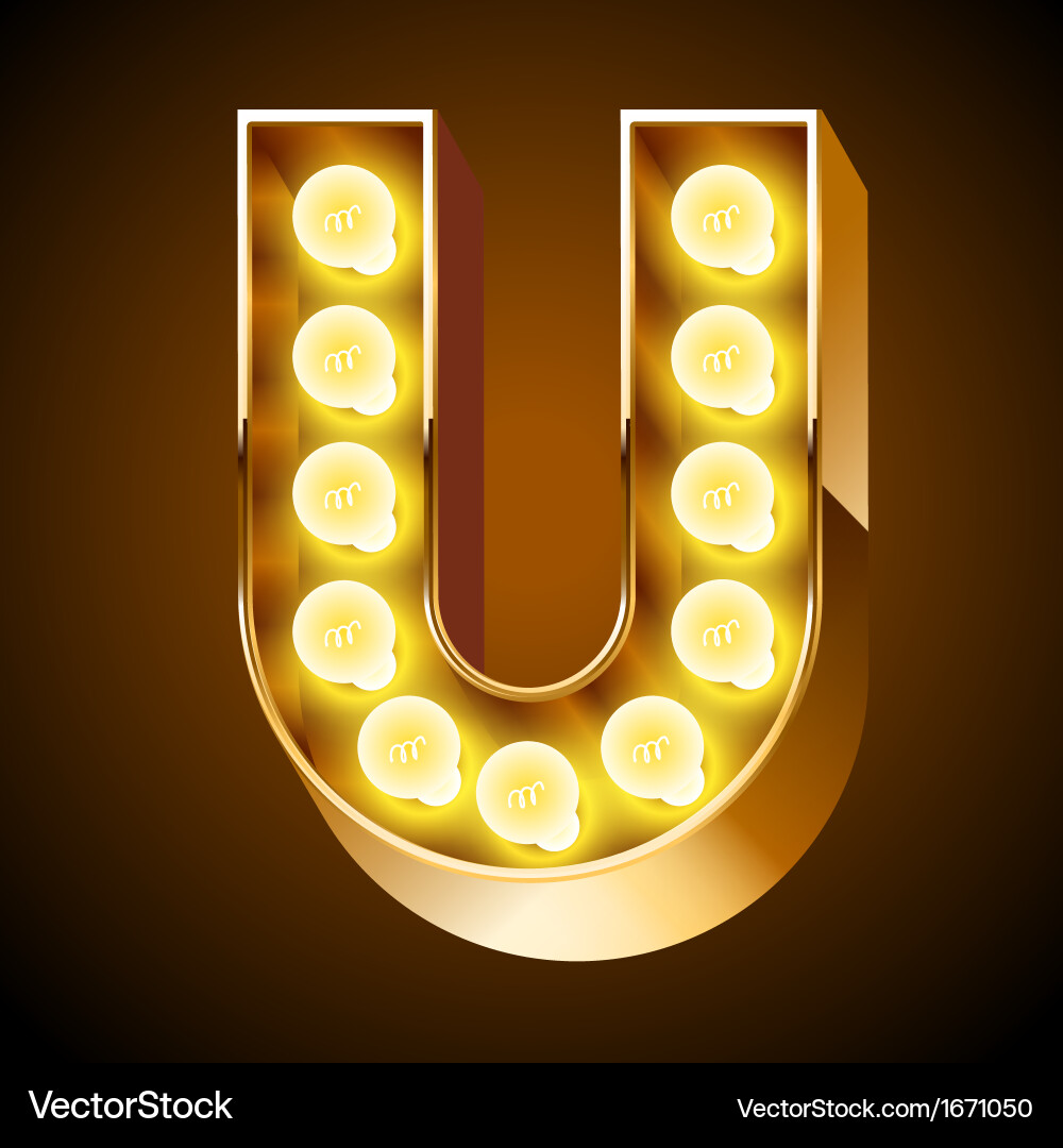 Realistic old lamp alphabet for light board Vector Image