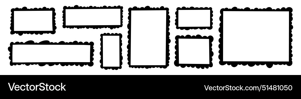 Rough square and rectangle shapes hand drawn box Vector Image