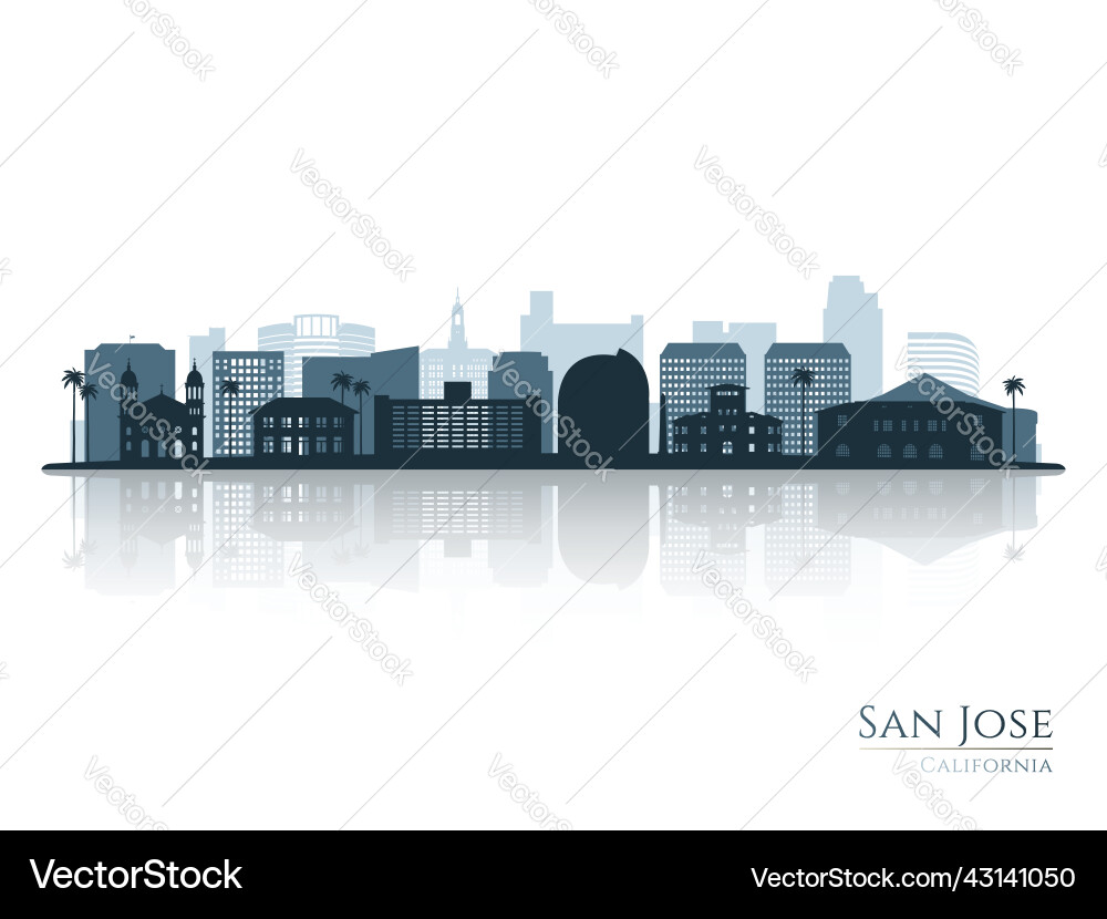 San jose skyline silhouette with reflection Vector Image