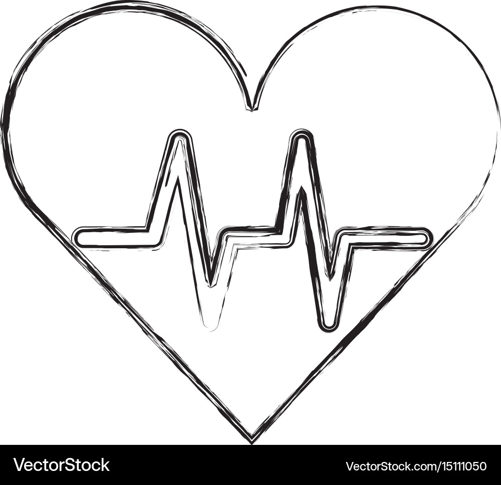 Sketch draw heart beat pulse Royalty Free Vector Image