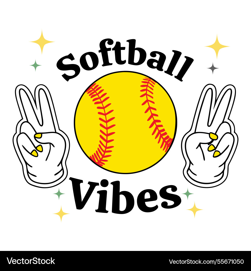 Softball vibes t-shirt design Royalty Free Vector Image