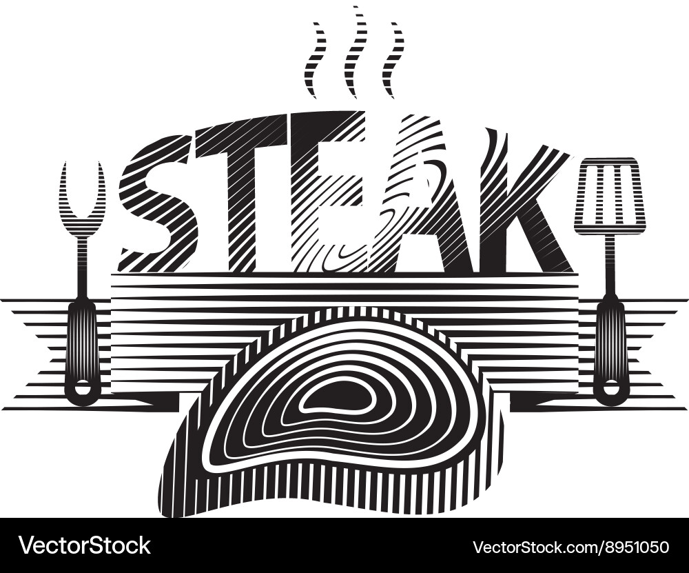 Steak sign black and white Royalty Free Vector Image