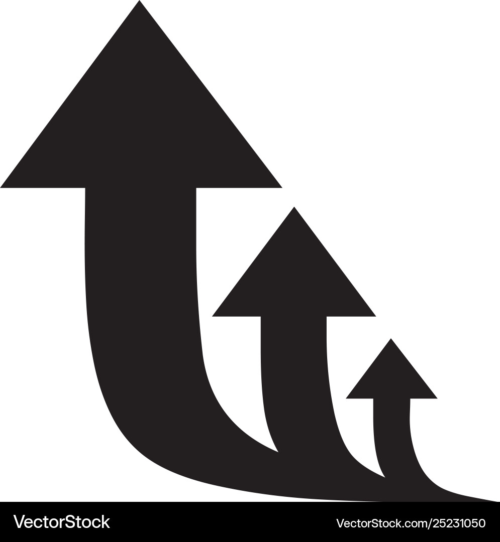Three arrow sign direction one way flat road Vector Image