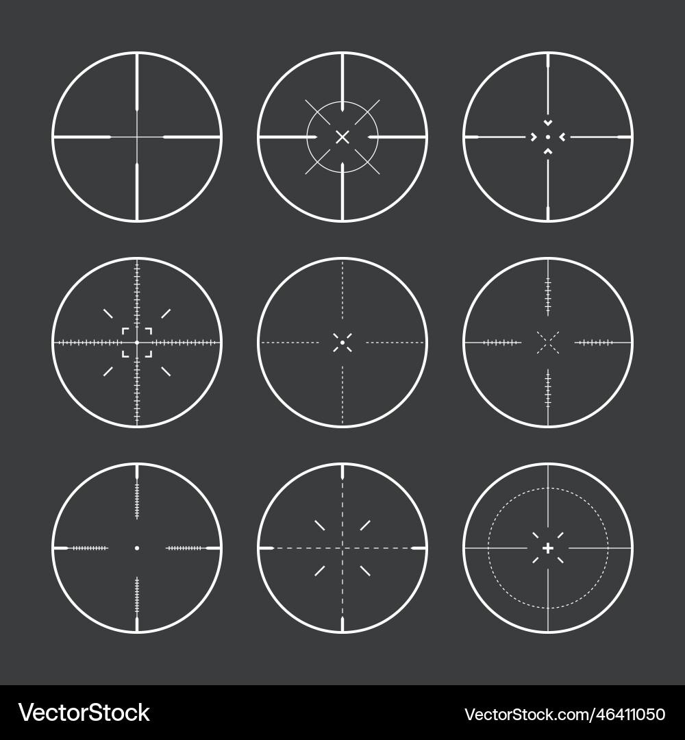 Various sniper rifle sights weapon optical scope Vector Image