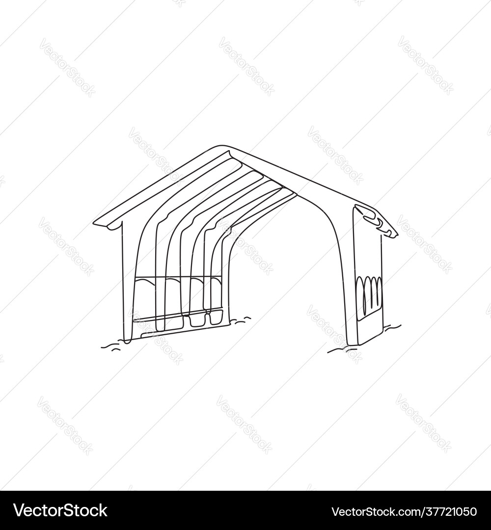 Wooden bridge line drawing Royalty Free Vector Image