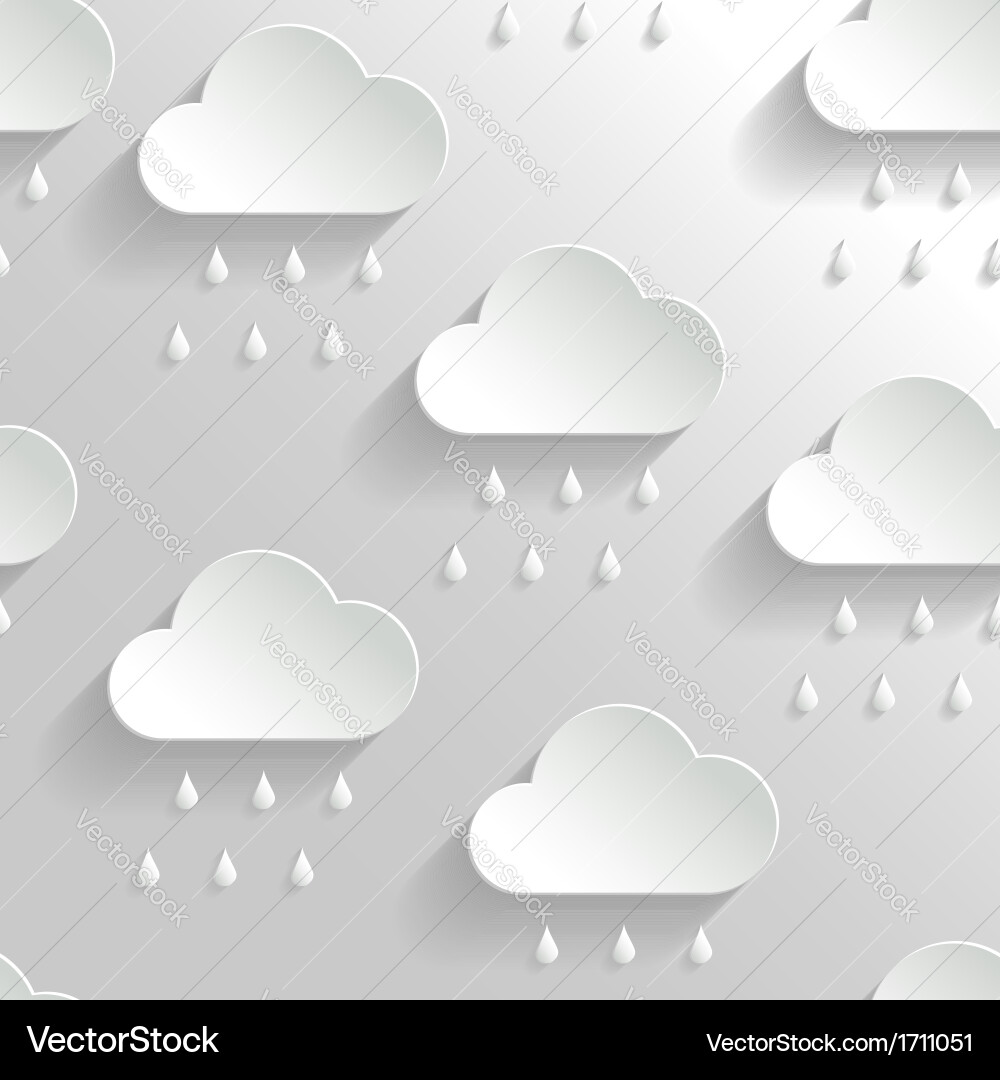 Abstract background with paper rainy clouds Vector Image