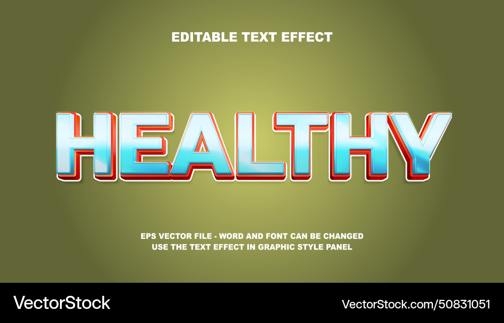 Editable text effect healthy 3d template Vector Image