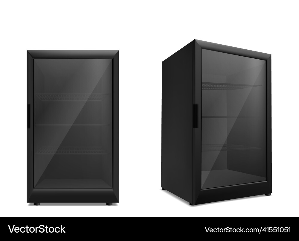Empty mini refrigerator with transparent glass Vector Image