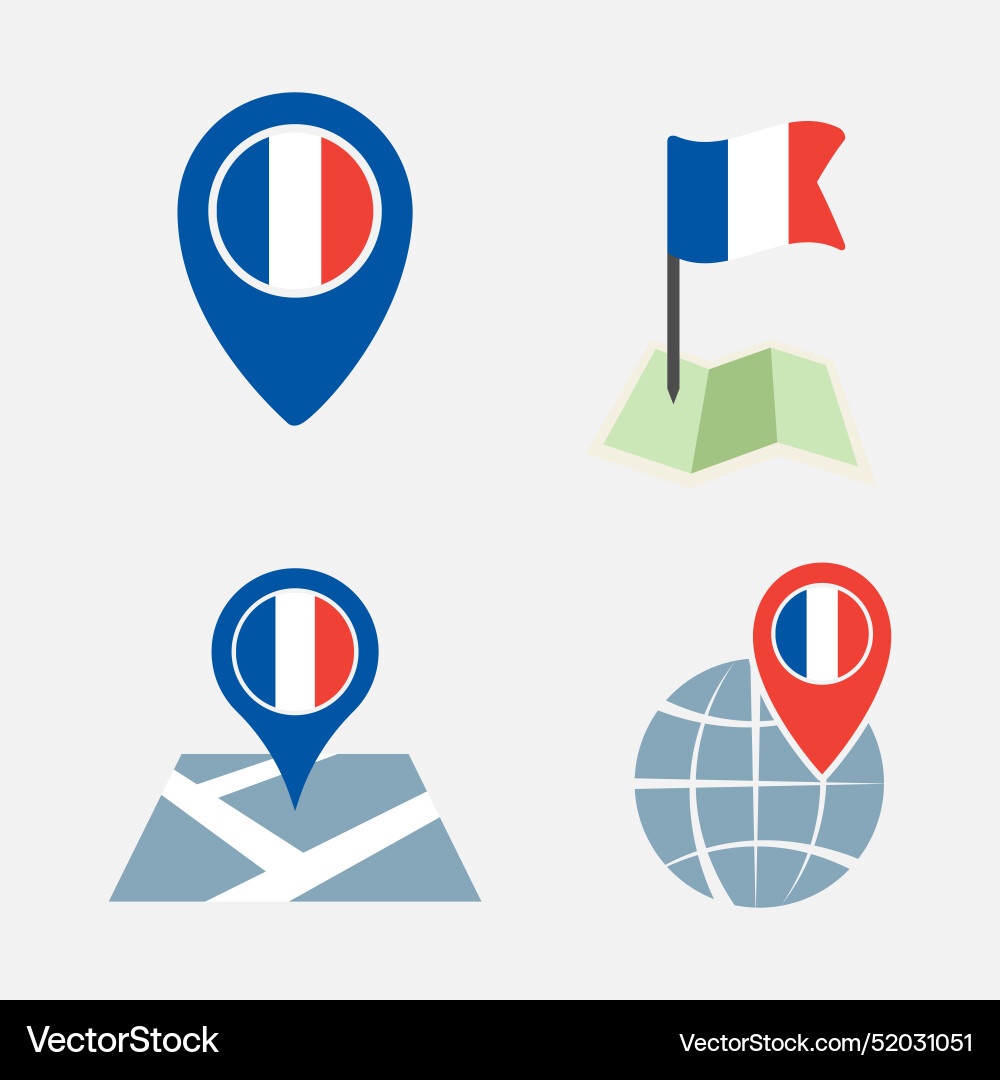 France flag map pointer set french symbol Vector Image