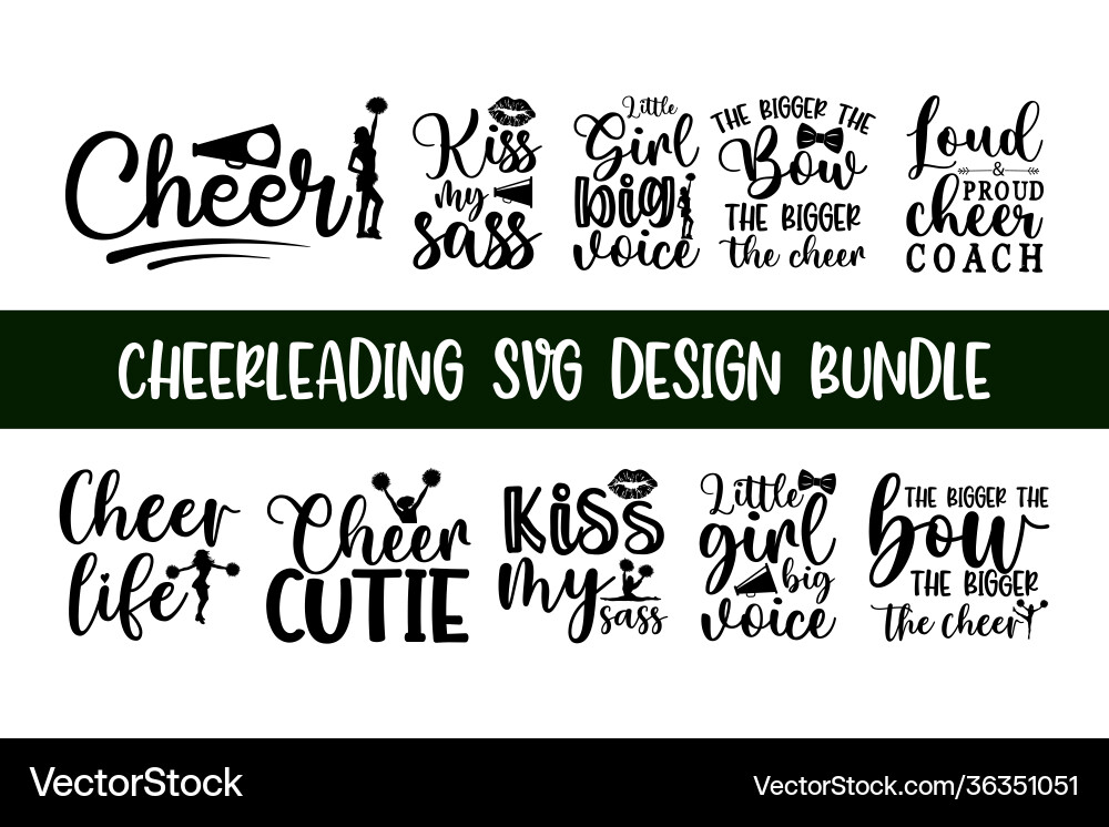 Lettering cheerleading overlay typography set cal Vector Image