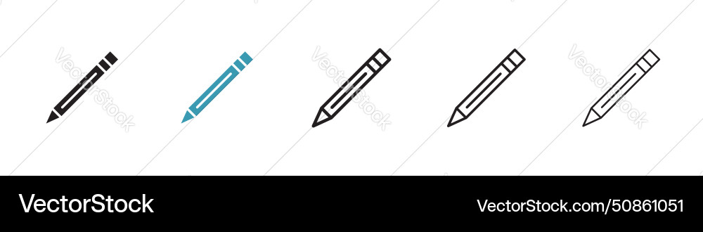 Pencil icon set creative crayons symbol writer Vector Image