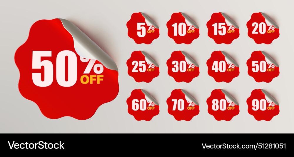 Sale stickers collection isolated graphic element Vector Image