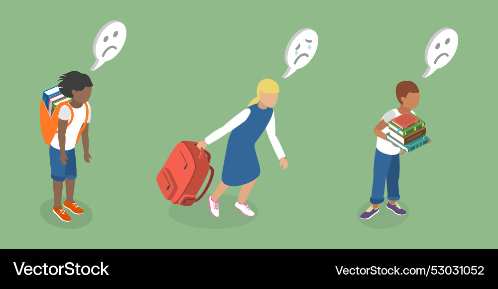 3d isometric flat of exhausted Royalty Free Vector Image