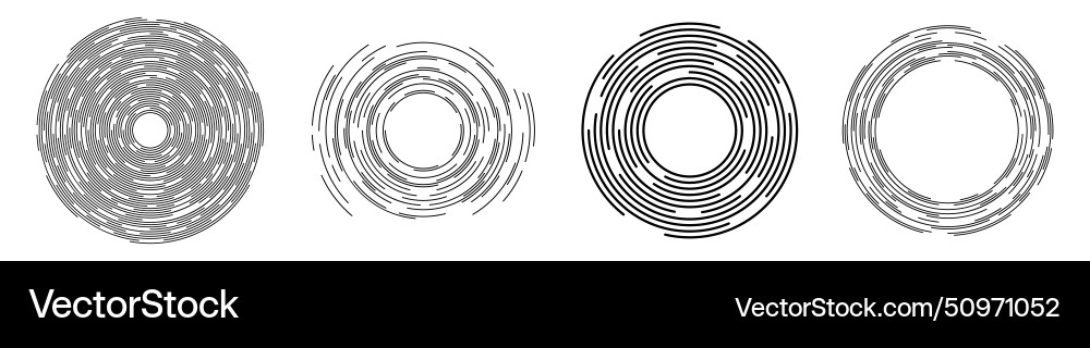 Collection of four concentric segments circles Vector Image