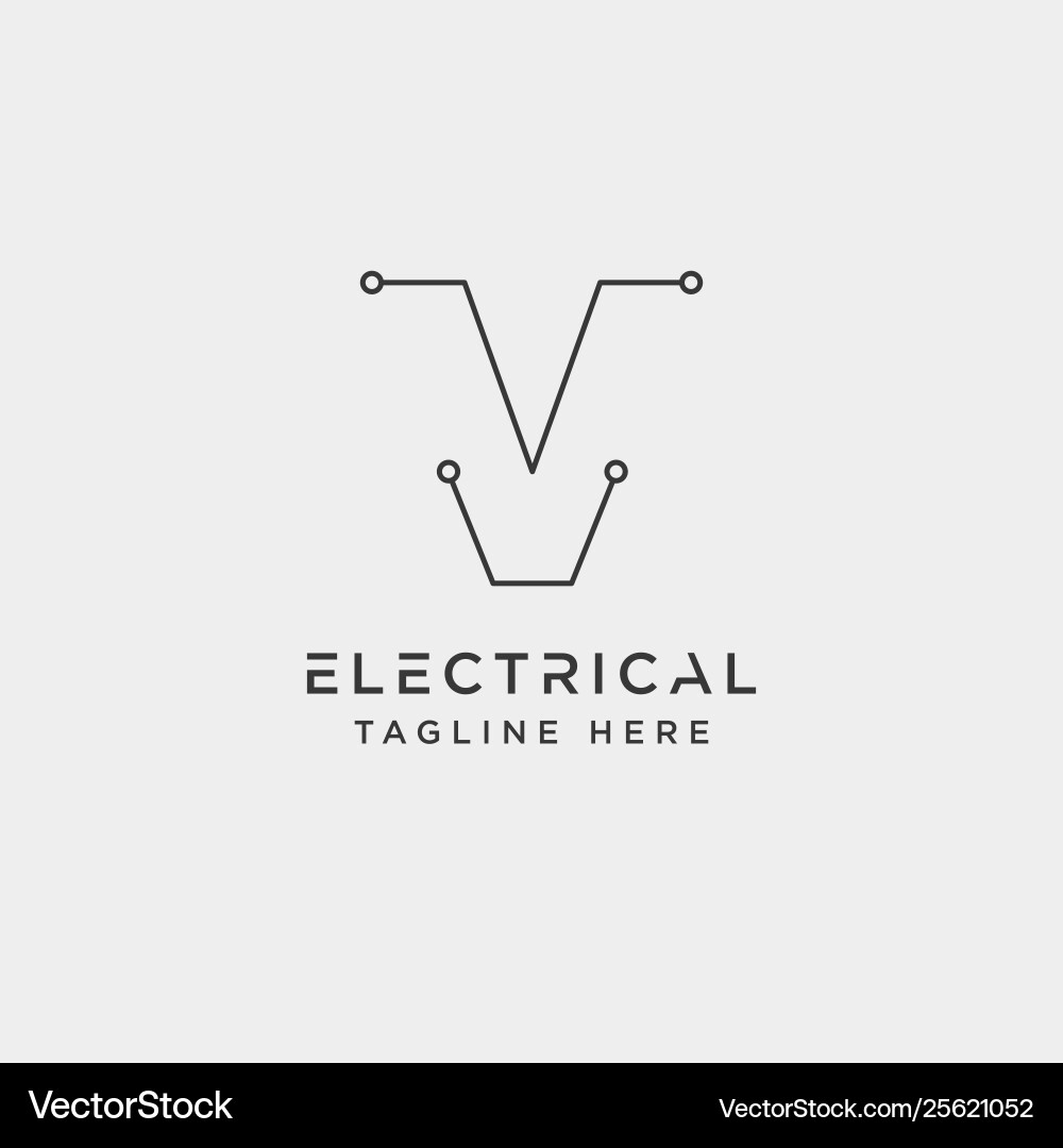 Connect or electrical v logo design icon element Vector Image