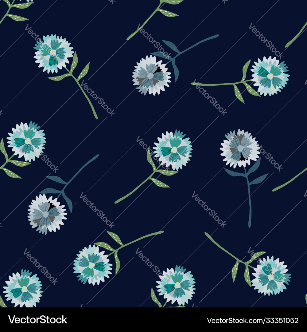 Dark random seamless doodle pattern with flowers Vector Image
