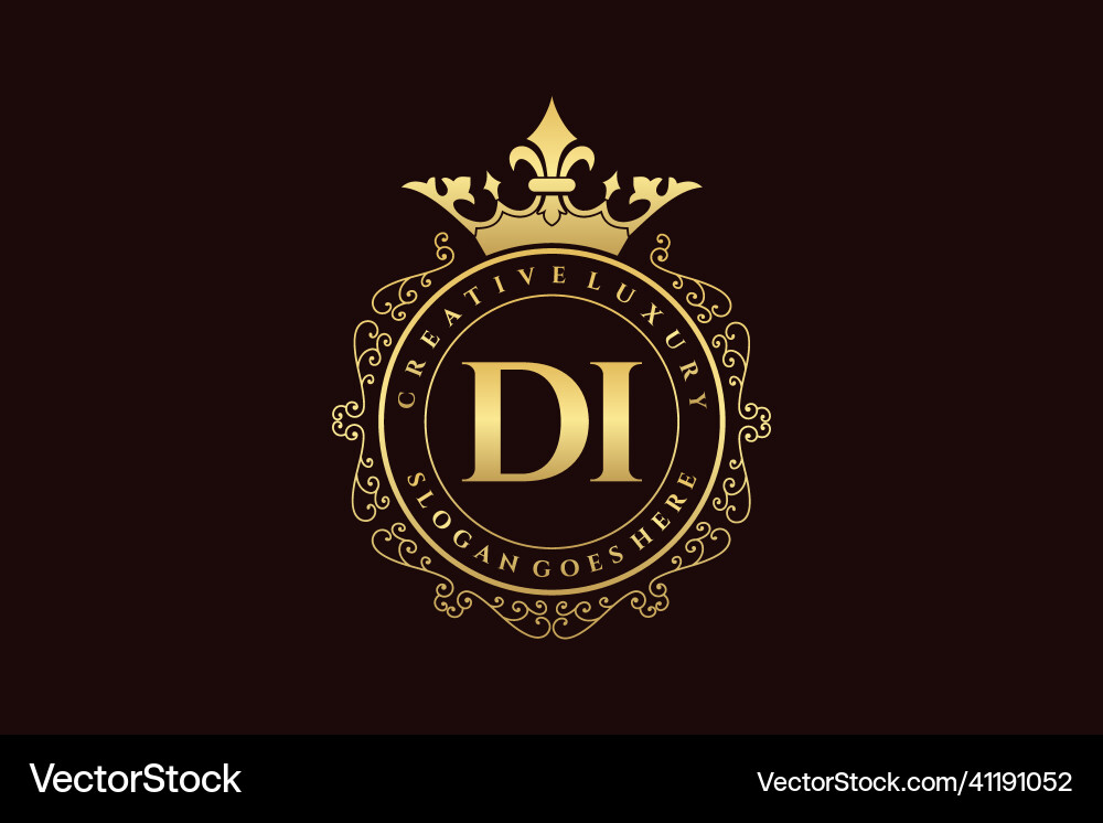 Di initial letter luxury calligraphic feminine Vector Image