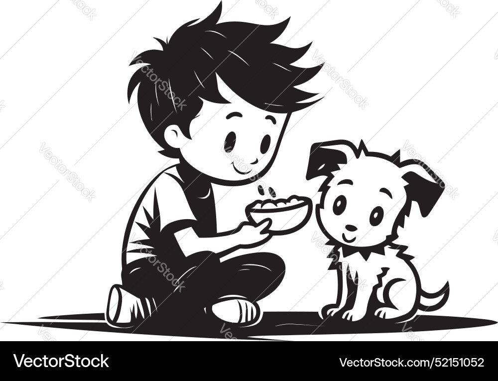 Pawsitive partnership cartoon small boy symbol Vector Image
