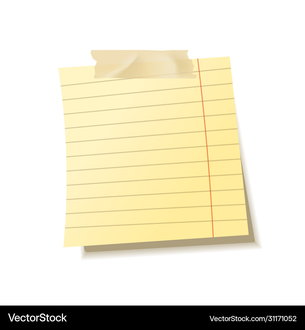 Realistic sticky note sheet blank lined paper Vector Image