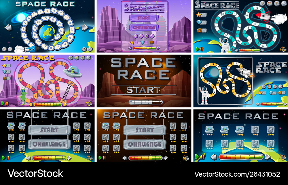 Set space games Royalty Free Vector Image - VectorStock