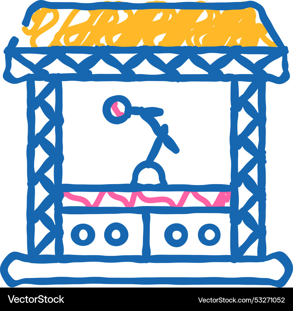 Stage with microphone icon doodle Royalty Free Vector Image