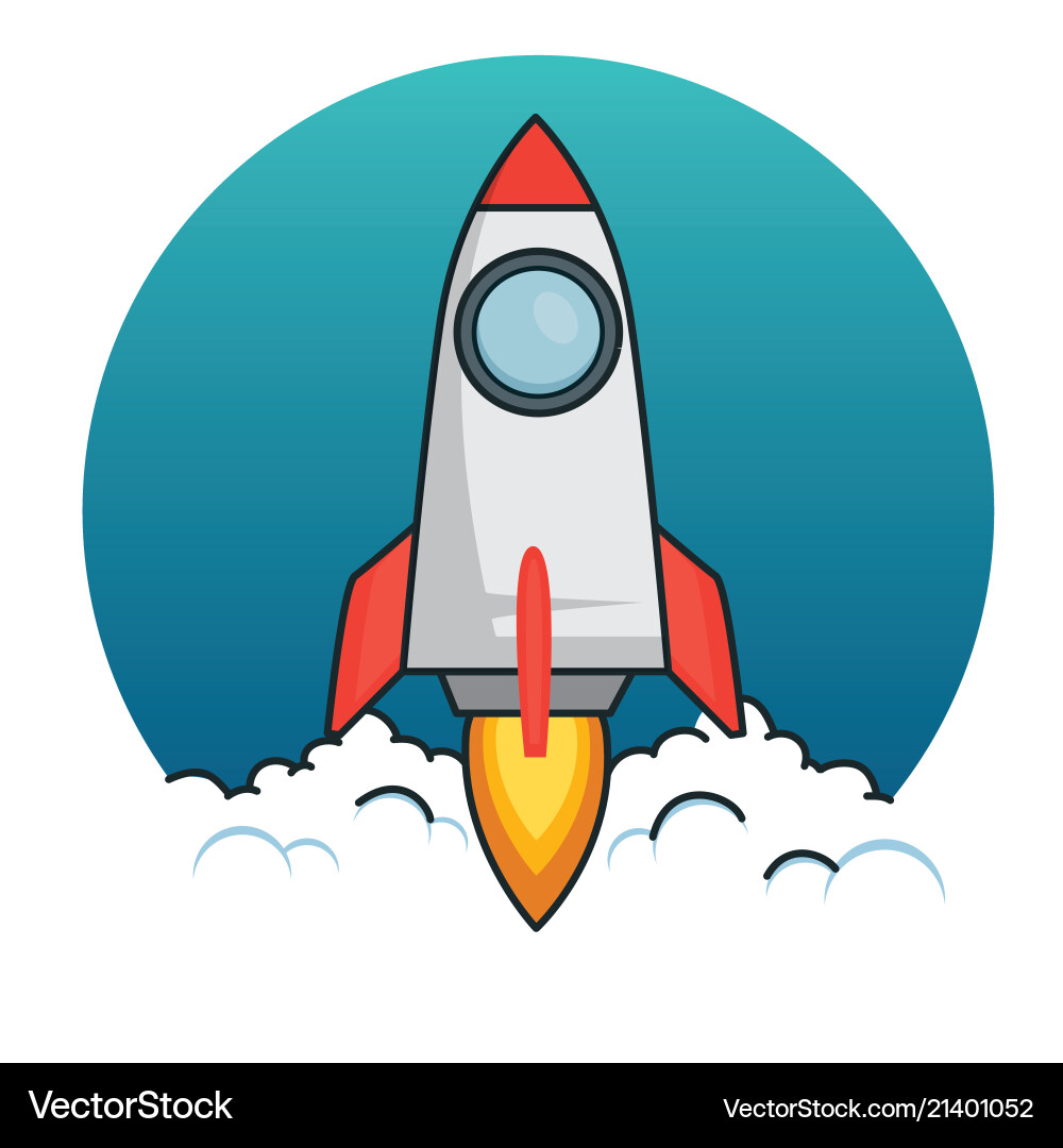 Start up launcher rocket Royalty Free Vector Image