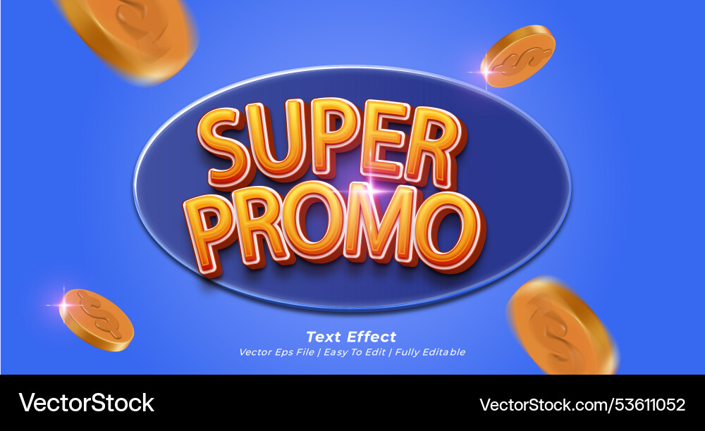 Super promo title text effect with editable 3d Vector Image