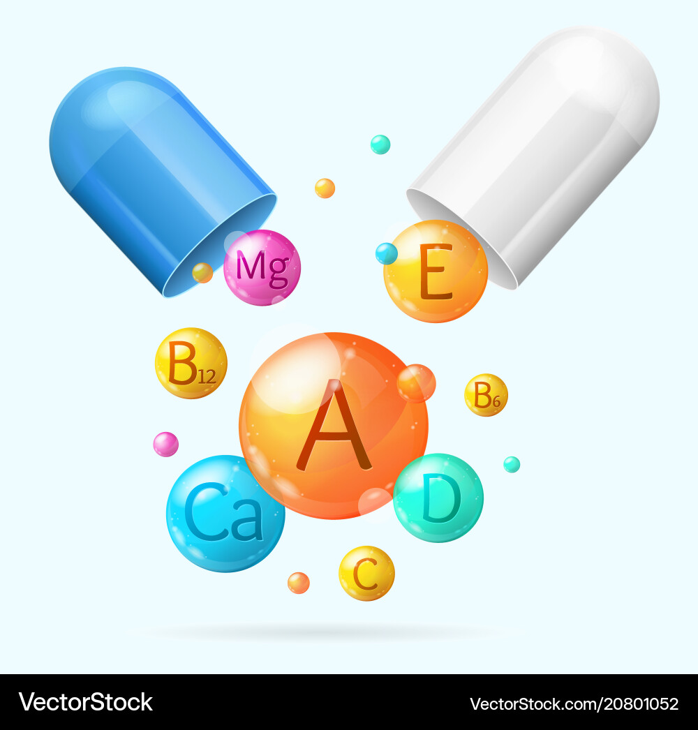 Vitamin & Mineral Capsule Collection Vector Image
