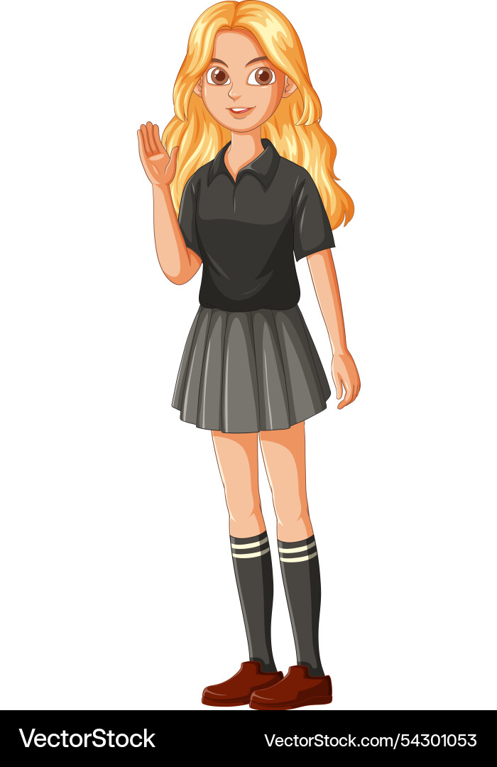 A cheerful student waving with smile Royalty Free Vector