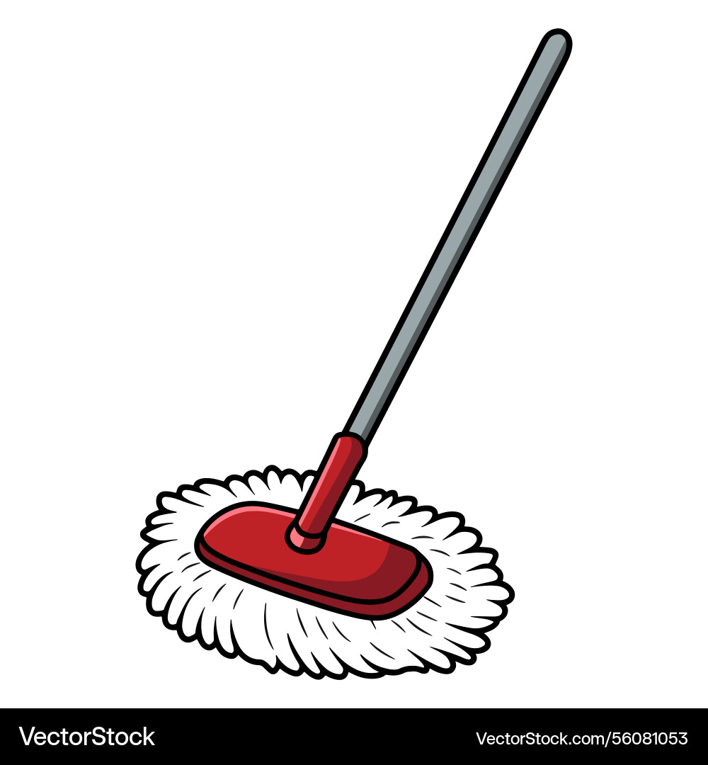 A gray broom with long handle simple Royalty Free Vector