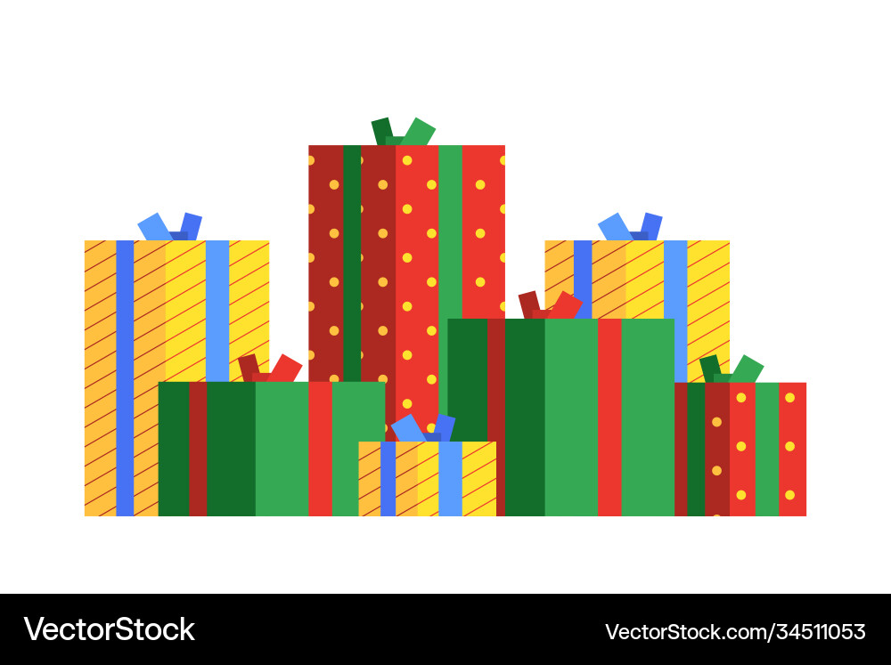 Big pile presents Royalty Free Vector Image - VectorStock