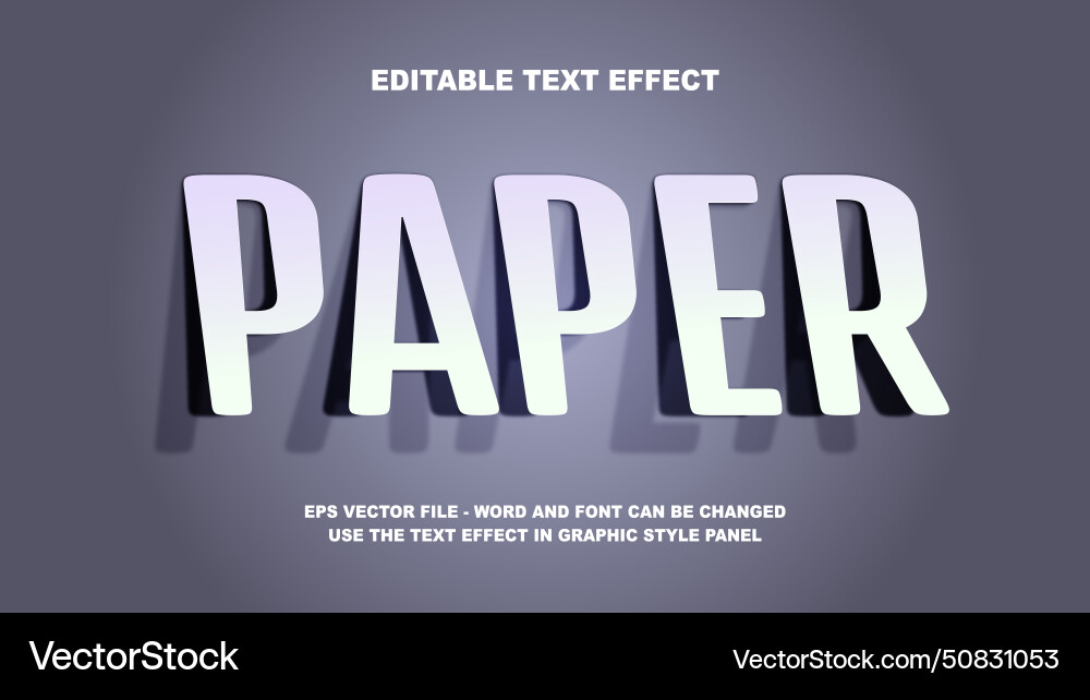 Editable text effect paper 3d template Royalty Free Vector