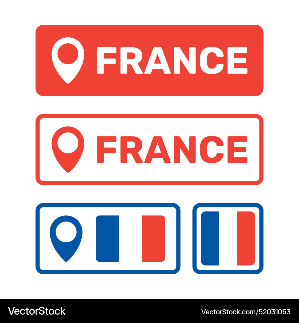 France flag map pointer set french symbol Vector Image