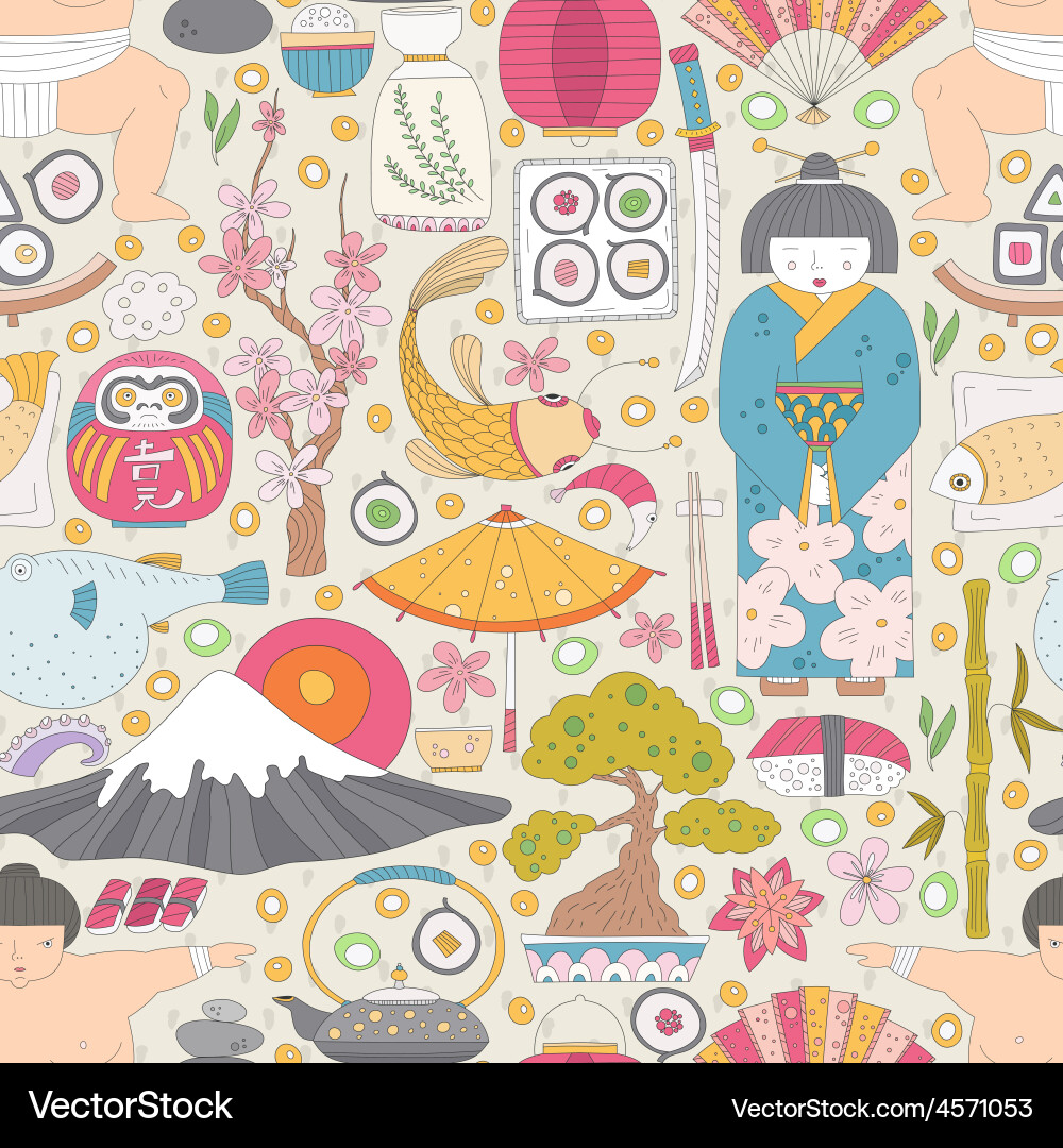 Japanese seamless pattern Royalty Free Vector Image