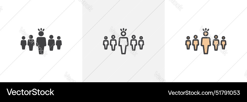 Leadership icon set black filled and outlined Vector Image