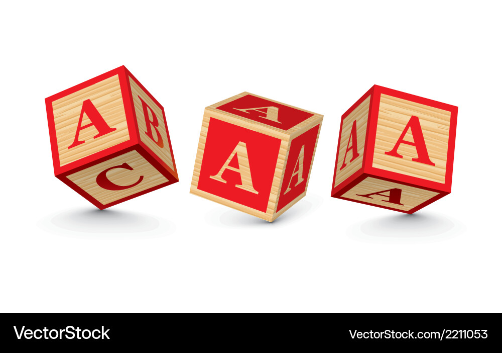 Letter a wooden alphabet blocks Royalty Free Vector Image