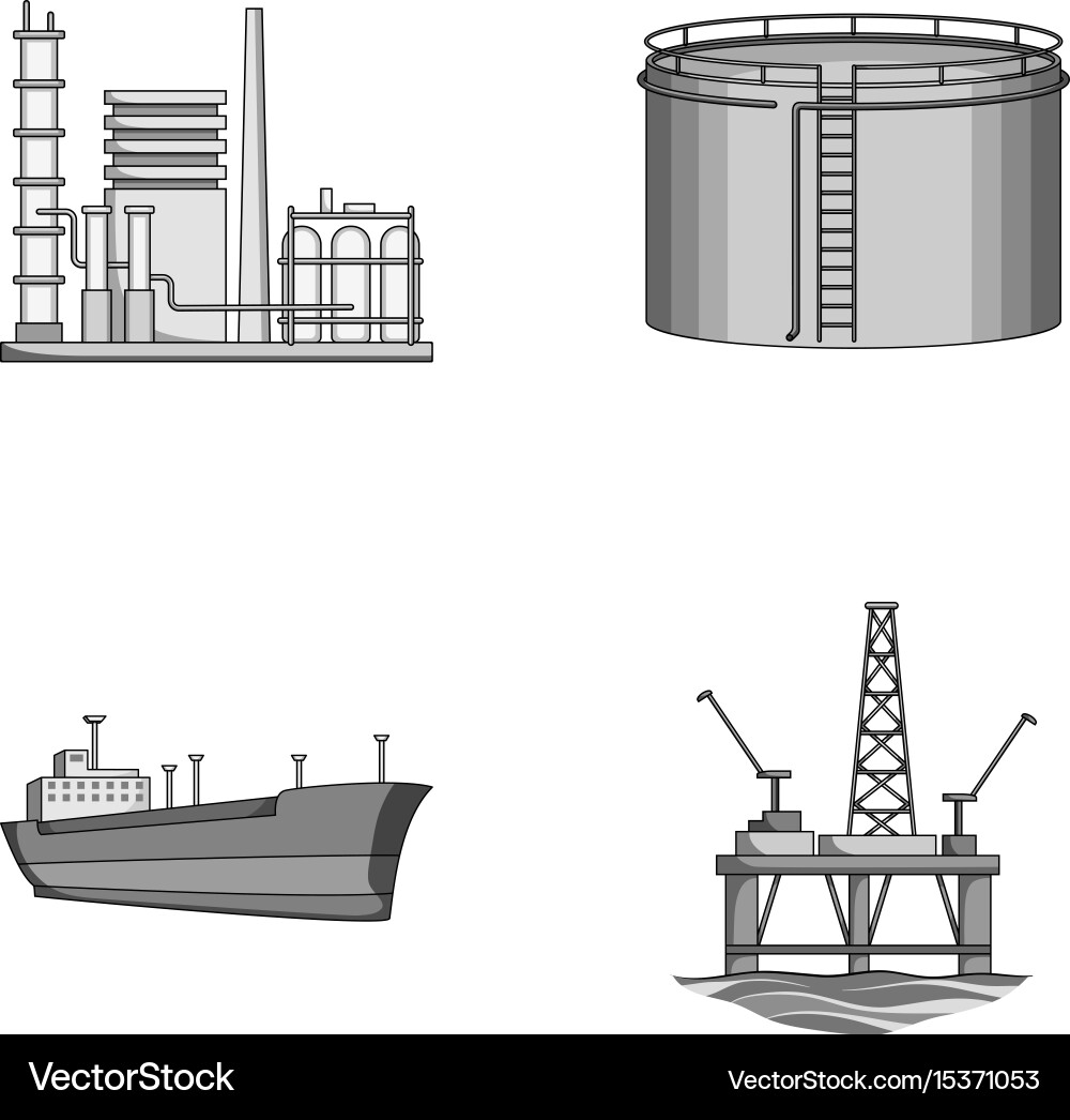 Oil refinery tank tanker tower set Royalty Free Vector Image