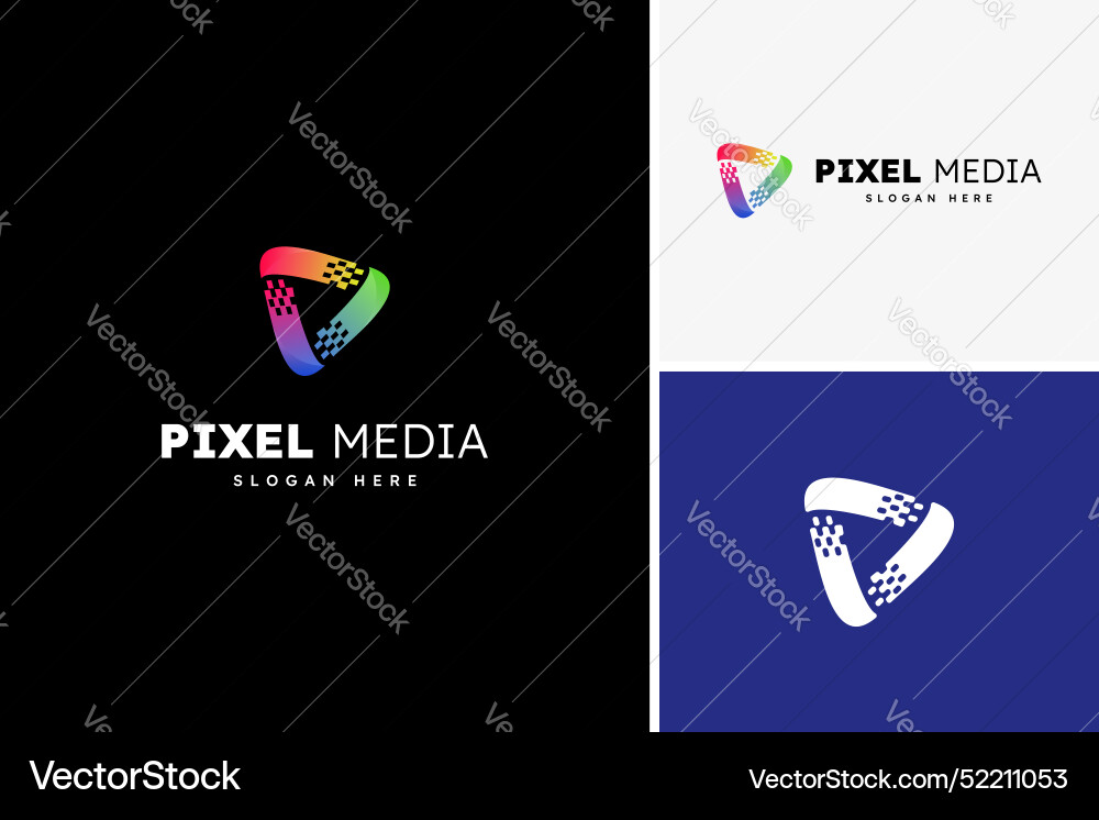 Pixel media logo design technology Royalty Free Vector Image