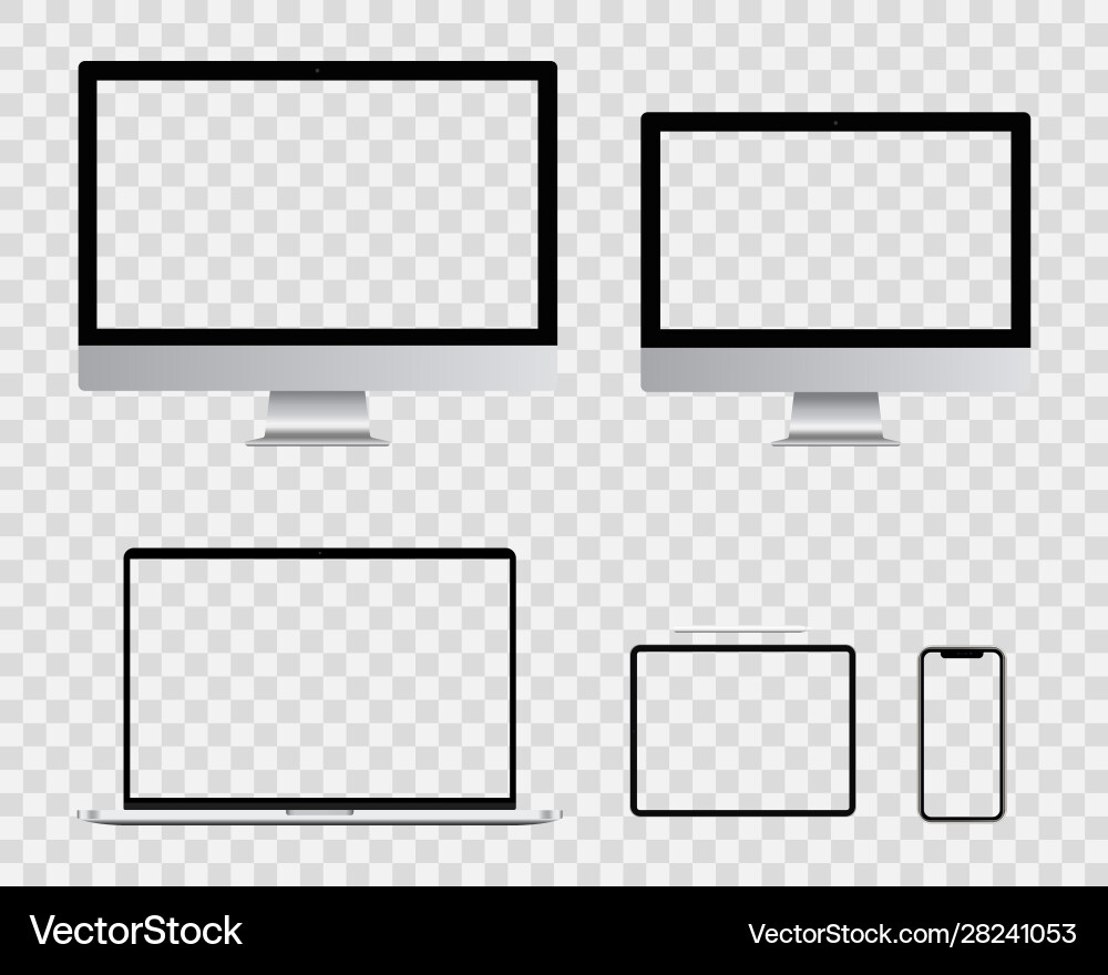 Realistic blank computer monitor smartphone Vector Image