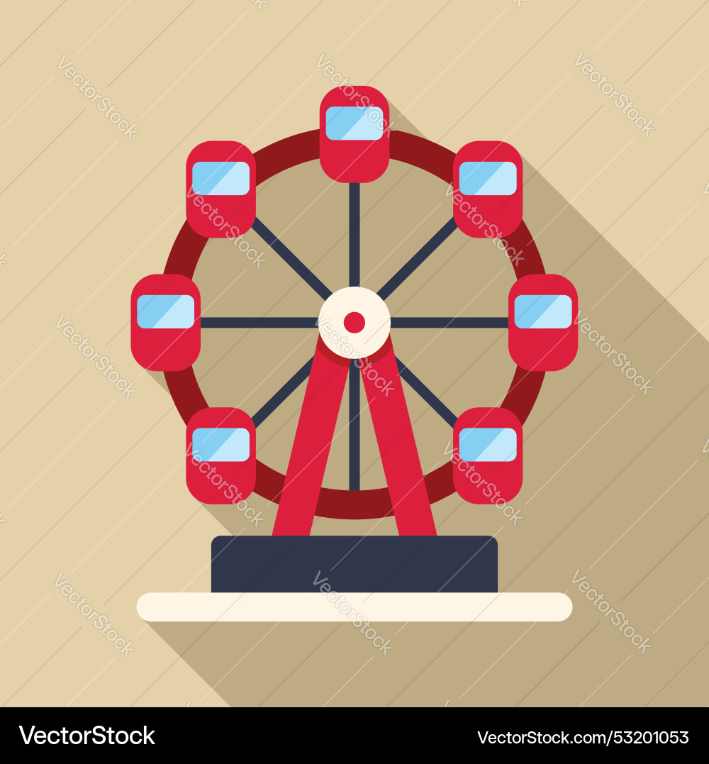 Red ferris wheel turning on summer day Royalty Free Vector