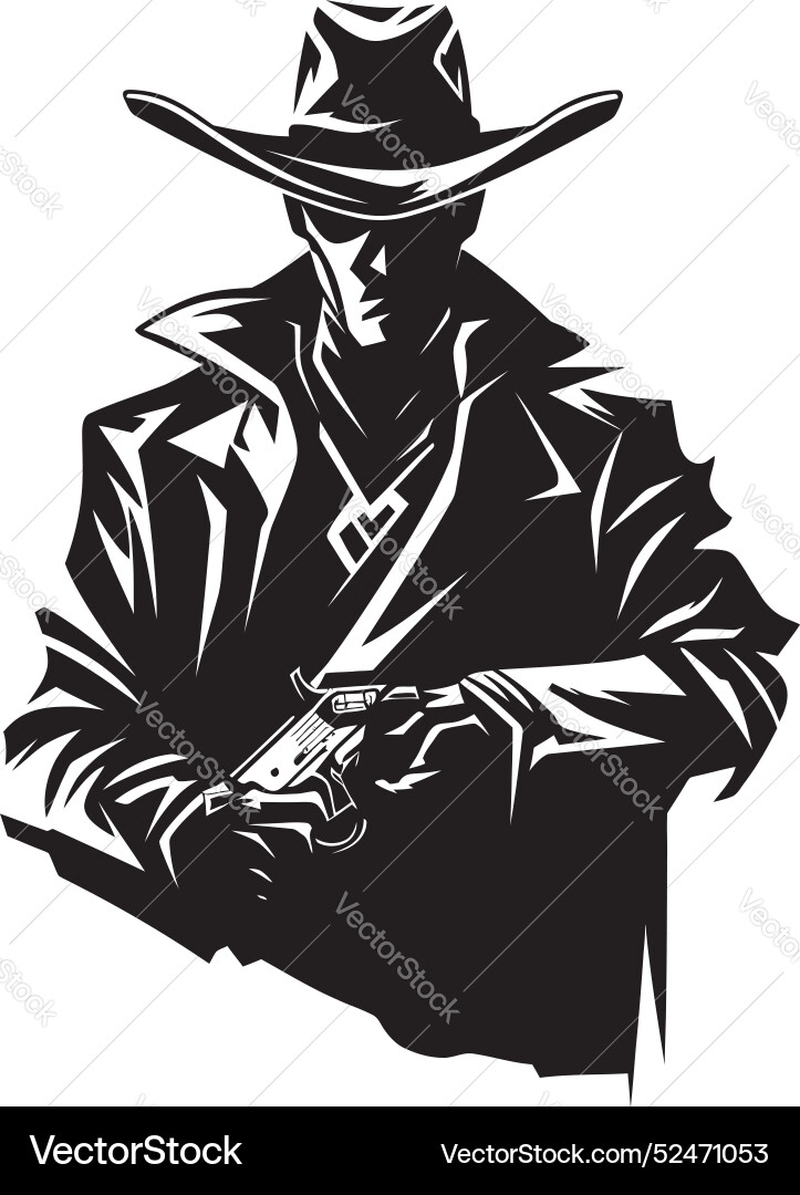 Rustler wrangler cowboy gun logo design element Vector Image