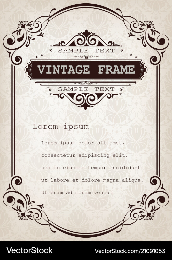 Vintage Filigree Frame Royalty Free Vector Image