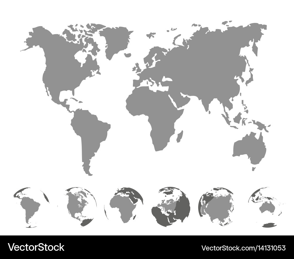 World map with continents on white background Vector Image