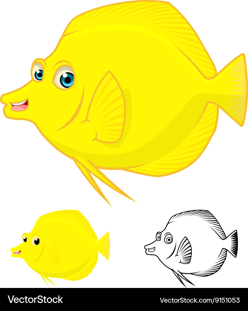 Yellow tang fish Royalty Free Vector Image - VectorStock