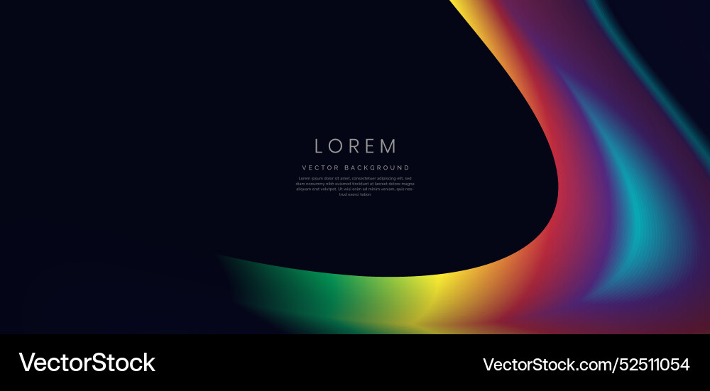 Colorful gradient wave and light on black Vector Image